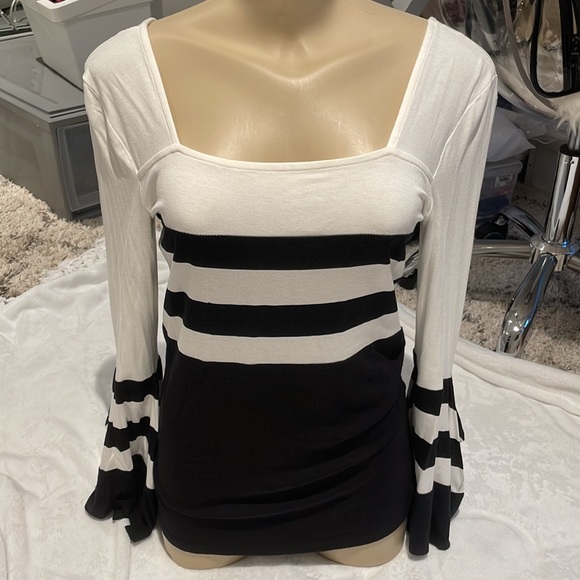Boston Proper | Tops | Boston Proper Black White Stripe Top Fluted ...
